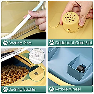 Collapsible Dog Food Storage Container, Dog Food Container 30 LB, Airtight Pet Food Storage Container with Folding Bowl, Measuring Cup, Scoop & Wheels, 50 Lb Kitchen Food Storage Bin for Dog Treats