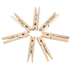 HOIGON 300 Pack 3 Inch Natural Wooden Clothes Pins, Sturdy Large Wooden Clothespins, Wood Clips with Spring, Wood Laundry Pins for Clothing, Craft, Hanging Photo, Clipping Snacks