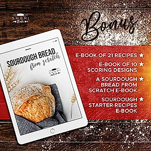 Shori Bake Bread Banneton Proofing Basket Set of 2 Round 9 Inch & 9.6 Inch Oval + Sourdough Bread Making Tools Kit, Baking Gifts for Bakers, Liner, Bread Lame, Bowl & Dough Scraper, Danish Dough Whisk