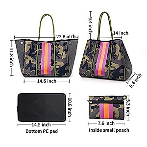 IBEE Large Neoprene Tote Bag for Women Big Womens Beach Tote Bag Foldable Pool Tote Bag Shoulder Bag for Travel Vocation