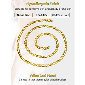 PROSTEEL Figaro Chain Gold Necklace 4mm Dainty Cute Chains 14 Inch Layered Necklaces For Men