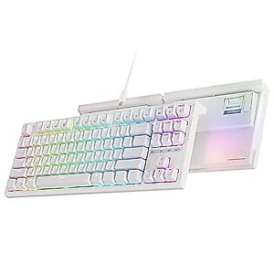 RK ROYAL KLUDGE R87 Mechanical Keyboard, 75% Layout Hot Swappable Wired Gaming Keyboard Software Macro Compact RGB Backlit PC Game Keyboards 87 Keys for Win Mac, Yellow Switch-White