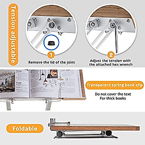 SupeDesk Book Stand for Reading,Book Holder,Display Stand,for 5-8.5"Book,Wood,Laptop Stand for 12-17"laptop/6-13"Tablet&Ereader,Tiltable,Height Adjustable,Foldable,Study,Cook,Max Load 4.4lbs