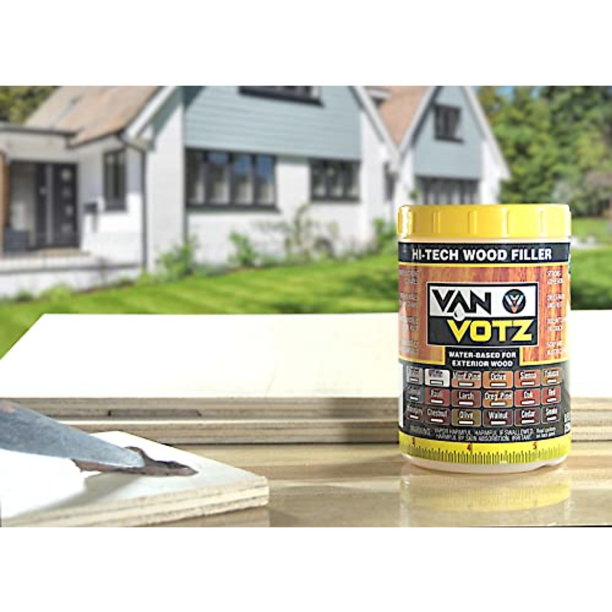 VAN VOTZ Hi-Tech Wood Filler for Exterior Wood in Colors (Cedar), Half-Pint/500g
