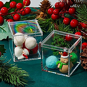 8 Pieces Clear Acrylic Plastic Square Cube Jewelry Box Mini Storage Box Mini Square Containers with Lids Storage Candy Box for Candy Pill and Tiny Jewelry (2.2 x 2.2 x 2.2 Inch)