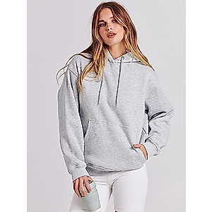 ANRABESS Women's Oversized Hoodies Fleece Casual Pullover Drawstring Long Sleeve Hooded Sweatshirts 2023 Fall Fashion Clothes Trendy Y2k Outfits for Teen Girls A1072huahui-S Heather Gray
