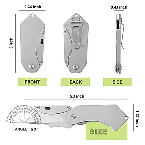 VIFUNCO EDC Folding Utility Knife, Quick Change Box Cutter with 5 Razor Blades, Liner Lock Design, EDC Pocket Knives Stainless Steel Knifes with Belt clip for Men Women, Gift for Dad Him Husband