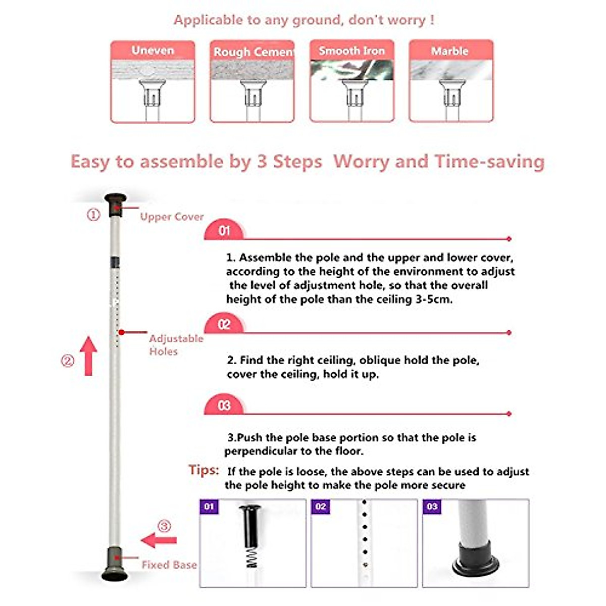 Estink Garment Rack, Portable Indoor Garment Hanger Tools Heavy-Duty Adjustable DIY Coat Hanger Clothes Wardrobe 3 Poles 4 Bars Home Hanging Rack