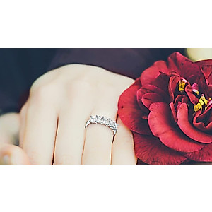 Half Eternity Moissanite Ring, Wedding Rings for Women, 2.0 Carat 5 Stone Moissanite Ring 925 Sterling Silver with 18K White Gold Plated D Color VVS1 Princess Cut Lab Created Diamond Half Eternity Engagement Wedding Band for Women Size 8.5