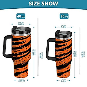 Flradish 30oz Tumbler with Handle, Tiger Skin Texture Stainless Steel Tumbler with Lid and Straws Double Wall Vacuum Insulated Leakproof Coffee Travel Mug