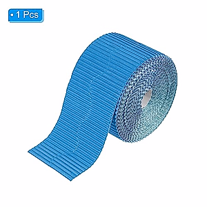 PATIKIL 3.9inch x 49.2ft Bulletin Board Border, Scalloped Trim Paper for Locker Classroom Decor Black White Cork Poster Boards, Lake Blue