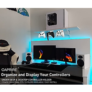 OAPRIRE Under Desk & Desktop Controller Holder Gaming Accessories (2 Pack) for Xbox ONE PS4 PS5 Switch, Universal Controller Stand with Clips (White)