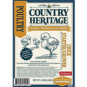 Country Heritage Medicated Baby Chick Food Starter Grower Crumbled Feed 5 Pounds