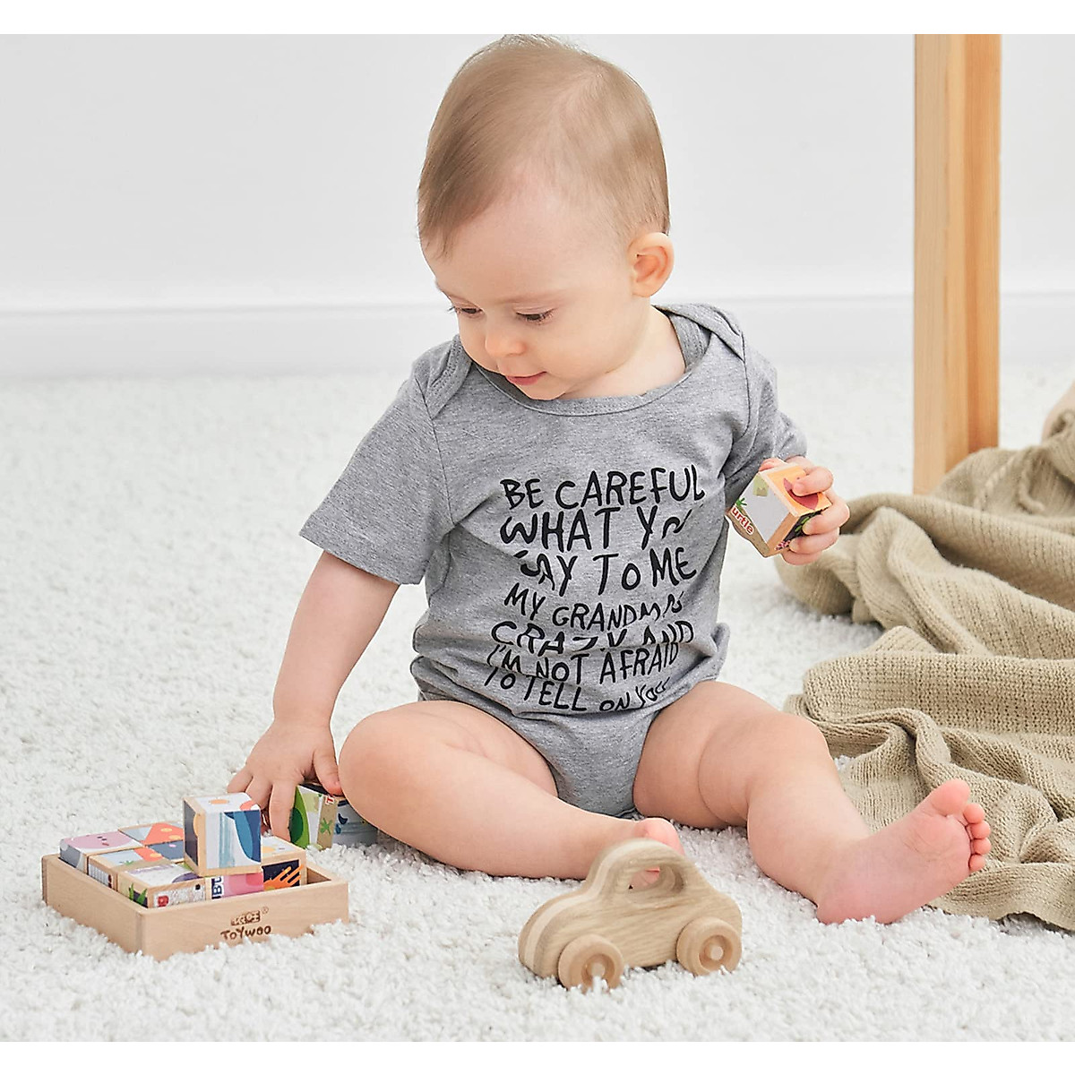 Toddler Play Suits,Infant Baby Bodysuit Funny Letter of Be Careful What You Say,Softy Baby Romper Toddle Clothes