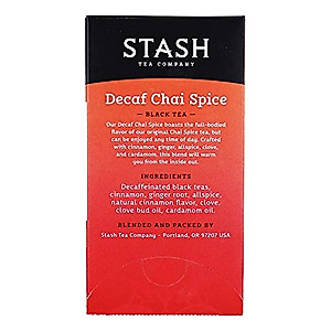 Stash Tea Decaf Chai Spice Tea 18 Count Tea Bags (packaging may vary) Individual Decaffeinated Black Tea Bags, Use in Teapots Mugs or Cups, Brew Hot Tea or Iced Tea