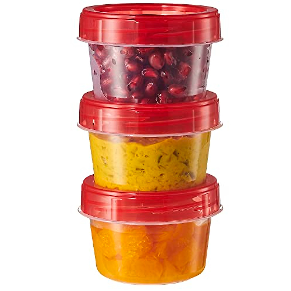 PLASTICPRO 6 Pack Twist Cap Food Storage Containers with Red Screw on Lid- 4 oz Reusable Meal Prep Containers - Small Freezer Containers Microwave Safe Red Plastic Food Storage
