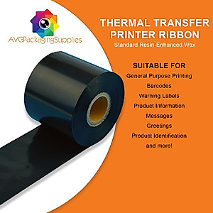 AVG Packaging Supplies 24-Rolls of Brand Name Compatible Thermal Transfer Printer Ribbon 4.33" x 1476'/110mm x 450m Black Standard Resin-Enhanced Wax Ribbons. Free and Same Day Shipping.