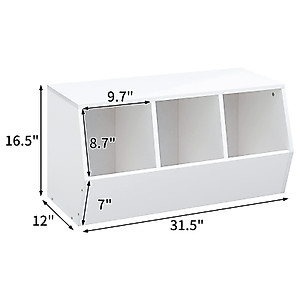 ALIMORDEN Stackable 3 Bin Cubby Unit Storage Cubby Toy Storage Cubby Multi-Bin Toy Organizing Cubby, Suitable for Children's Room, Playroom, Hallway, Laundry Room, White
