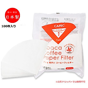 CAFEC 100-pack White cone-shaped V60 01 style universal 1 to 2 cup Disposable Coffee Filter for Pour Over Dripper brewing