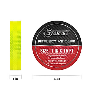 STARREY Reflective Tape 1 inch Wide 15 FT Long DOT-C2 High Intensity Fluorescent Yellow - 1 inch Trailer Reflector Safety Conspicuity Tape for Vehicles Trucks Bikes Cargos Helmets