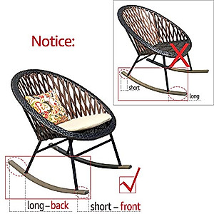 XIZZI Bistro Set Outdoor 3 Pieces Rocking Chair Patio Furniture with Glass Table and 2 Pillows,Beige