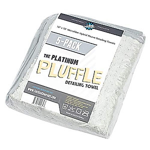 The Rag Company - Platinum Pluffle Microfiber Detailing Towels - Professional Korean 70/30 Blend, Plush Waffle Weave, 480gsm, 16in x 16in, Ice Grey (5-Pack)