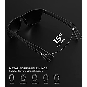 QALLY Retro Square Polarized Sunglasses for Men UV Protection Rectangular Outdoors Sunglasses with Trendy Frame, Black/Blue/Tawny