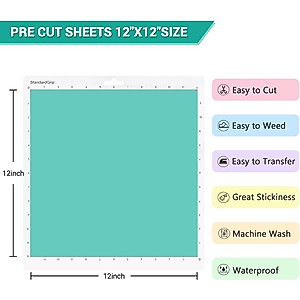 HTVRONT Heat Transfer Vinyl Bundle: 24 Pack 12"x12" Iron on Vinyl Sheets for T-Shirt, 21 Assorted Colors HTV Vinyl with 1 Teflon Sheet & Weeding Hooks
