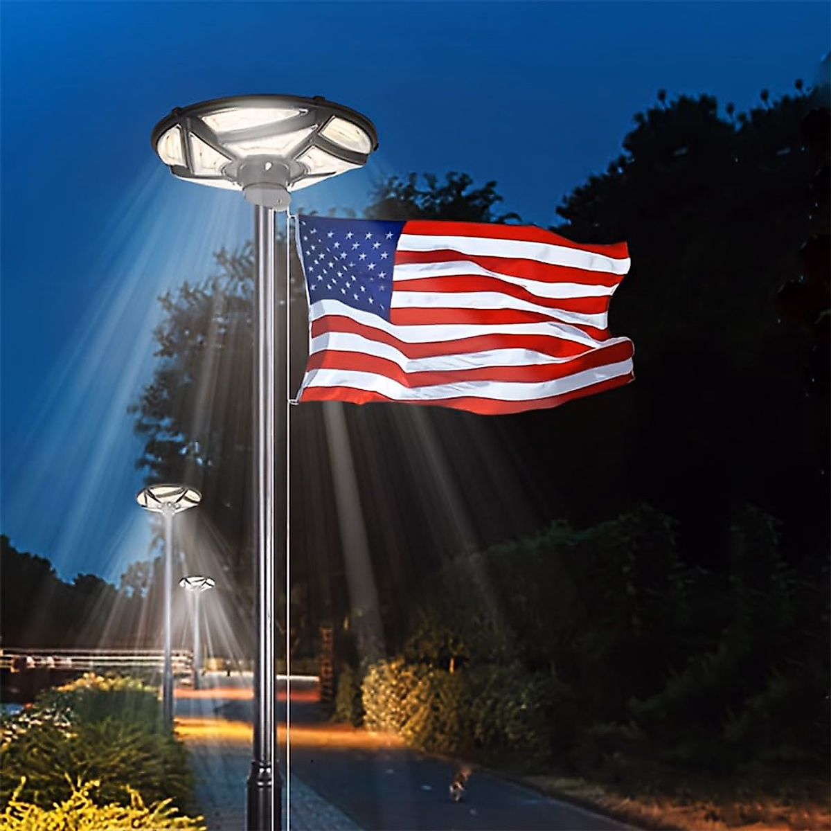 SEOCCTV Solar Street Lights Outdoor, Power Circular UFO Street Lamp Dusk to Dawn LED Solar Garden Lights Solar Parking Lot Lights for Highway Lighting Household Courtyard Rural Construction