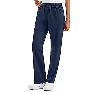 Strictly Scrubs Stretch Women’s Four Way Stretch Scrub Set – Includes V-Neck Top and Pant (Medium Petite, Navy)