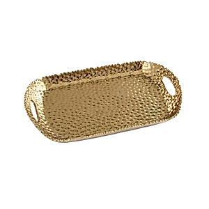 Pampa Bay Golden Millenium Titanium-Plated Porcelain Rectangular Tray with Handles, 19 X 11.5 X 3in