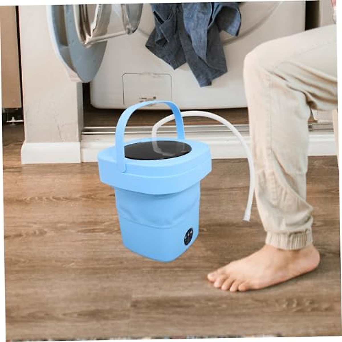 UKCOCO Folding Washing Machine Washing Machine Foldable Mini Washing Machine Small Laundry Washer Portable Washing Machine Mini Travel Washing Machine Bucket Washing Machine Blue Plastic