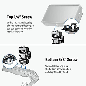 NEEWER Camera Monitor Mount with 3/8" ARRI Locating Thumbscrew, 1/4" Screw for 5" & 7" Monitor Compatible with Atomos Ninja V, 360° Swivel 180° Tilt Damping Adjustable, Compatible with SmallRig, MA004