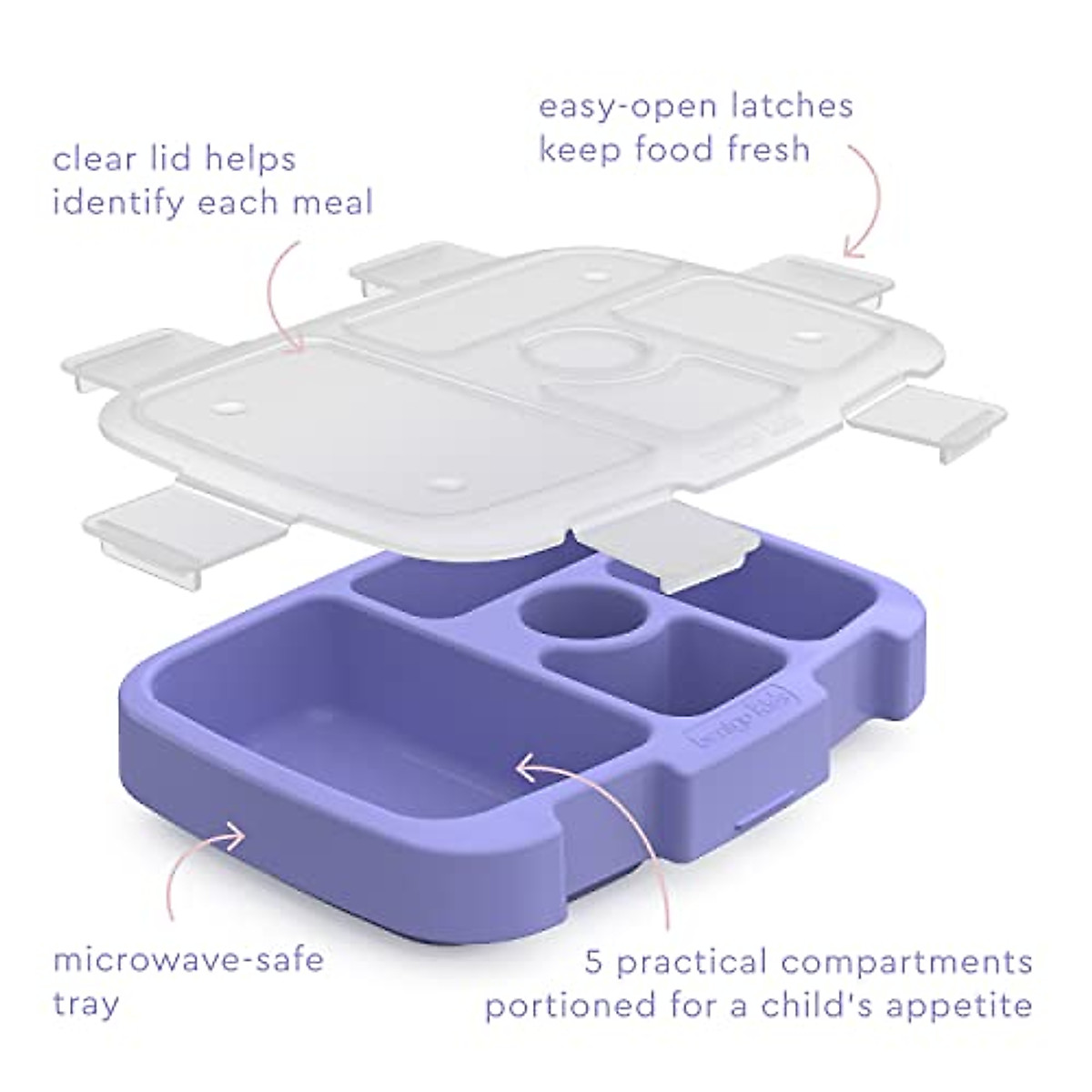 Bentgo® Kids Prints Tray with Transparent Cover - Reusable, BPA-Free, 5-Compartment Meal Prep Container with Built-In Portion Control for Healthy Meals At Home & On the Go (Carousel Unicorns)