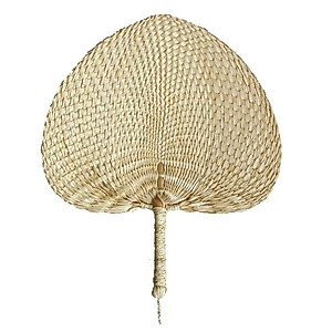Handmade Folding Fan Vintage Hand-Woven Fan innovative Handmade Cattail Leaf Braided Round Fan, Chinese Style Natural Handheld Palm-leaf Fan Cool Fan Exquisite Handicraft Perfect For Summer, Home Deco