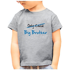 Only Child to Big Brother Shirt Baby Announcement Sibling Boys Kids Shirts 18M Gray