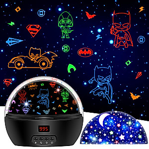 DCAUT Batman and Star Projector Night Light for Kids, Star Moon Night Light for Kids with Timer,360 Degree Rotating Baby Light Projector for Bedroom Nursery Baby Gifts Toddler Boys Girl(Black-BM)