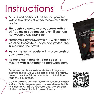 Marie-José & Co Henna Eyebrow Tint Medium Brown Dye, Eyebrow for Spot Coloring, Long-Lasting Eyebrow Powder, Water & Smudge Proof, 5 Sachets, Good for 50 Applications