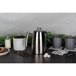 Café Stal HFD-16 Belmont 16 Cup Double Walled Cafetiere Coffee Maker, Mirror Finish, 2 Litre