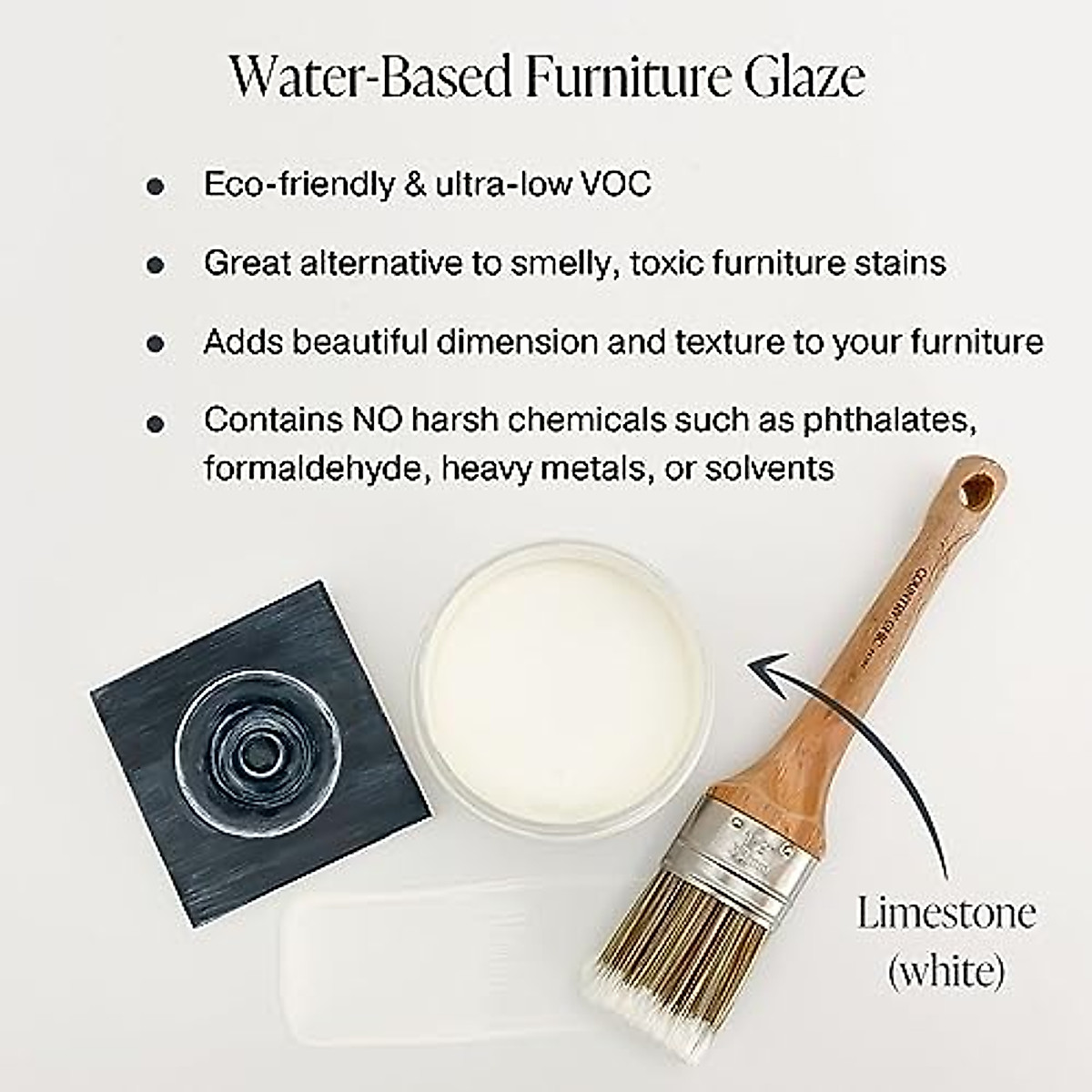 Furniture Glaze - Antique Patina Special Effects Glaze for Chalk Style Furniture Paint, Eco-Friendly Wood Stain, 6 Color Choices - Limestone [White] - Pint (16 oz)