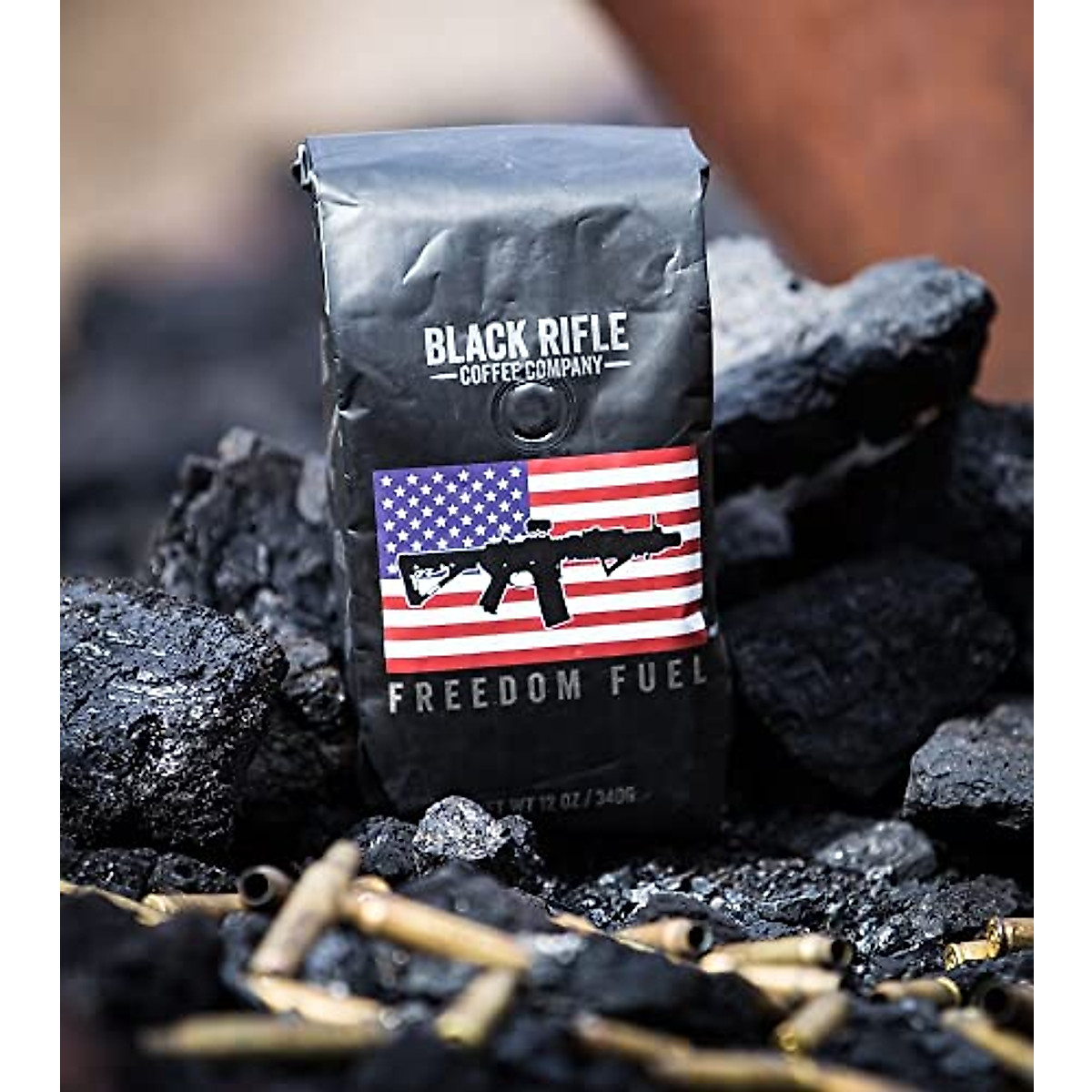 Black Rifle Coffee Freedom Fuel (Dark Roast) Ground 12 Ounce Bag, Dark Roast Ground Coffee, Dark and Bold Flavor, Helps Supports Veterans and First Responders