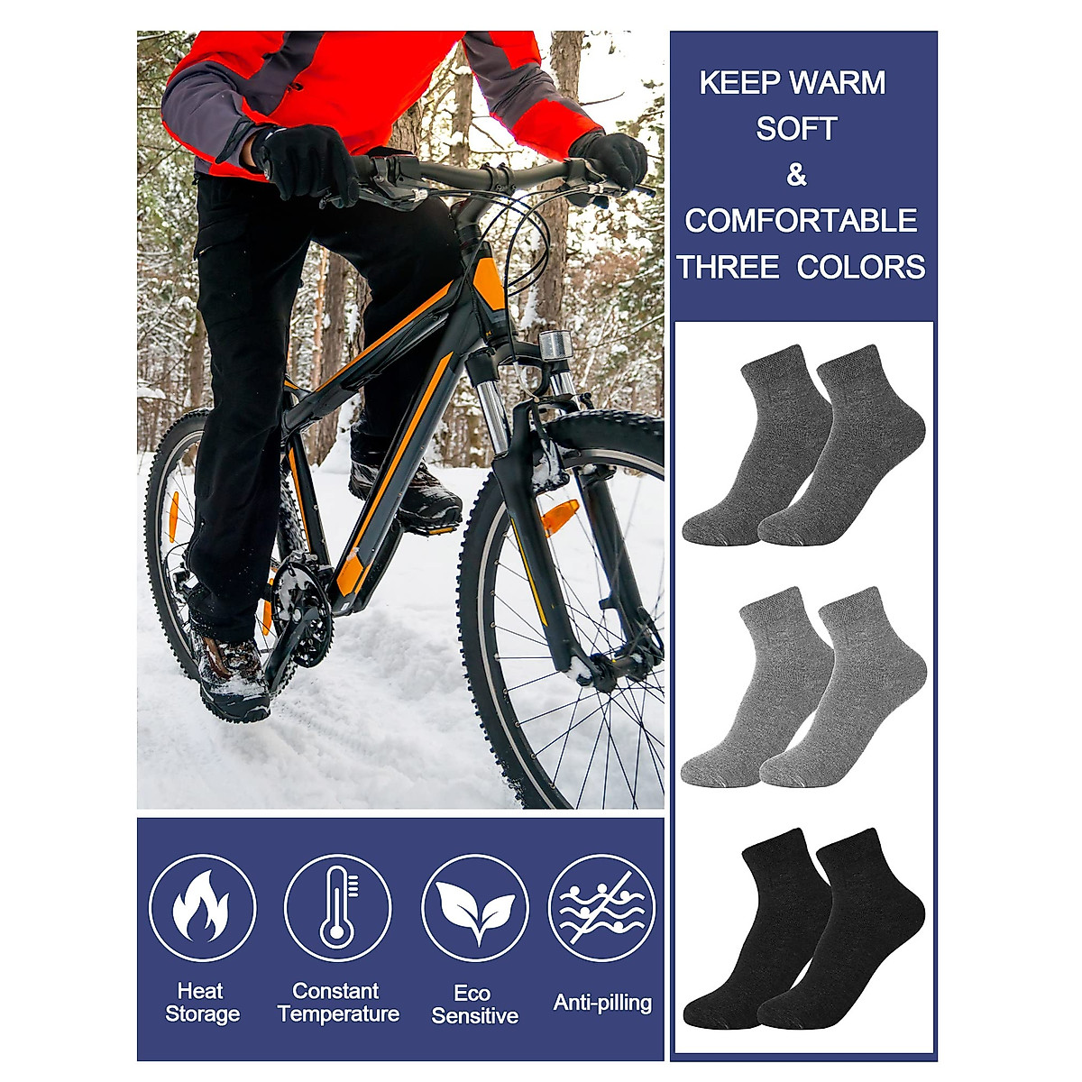 24 Pcs Winter Hat Scarf Gloves Socks Set Slouchy Knit Skull Cap Beanies Fleece Lined Knitted Hat Fleece Lining Neck Warmer Neck Gaiter Warm Sock for Women Men Cold Weather, Multicolor