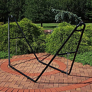 Sunnydaze 550-Pound Capacity Universal Multi-Use Heavy-Duty Steel Hammock Stand - 2-Person - Fits Hammocks 9 to 14 Feet Long - Black