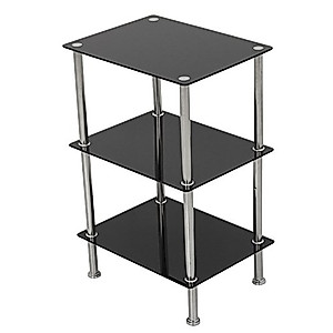 AVF S33-A Small 3 Tier Shelving Unit in Black Glass & Chrome