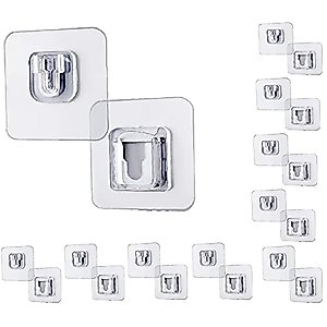 New Double Sided Adhesive Wall Hooks Utility Hooks,13.2lb(Max) Self Adhesive Hooks,Wall Hooks for Hanging Heavy Duty, Waterproof and Oil-Proof, More Space … (Only for Flat Surface)