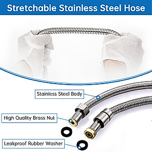 Solid Metal Brushed Nickel Handheld Shower Head With Extra Long Stainless Steel Hose & Brass Holder,Equipped with Flow Valve to Control Water Pressure, Hotel Quality