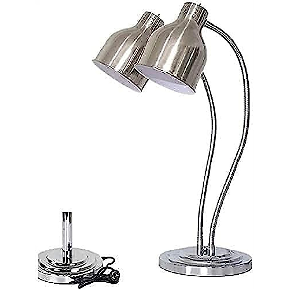 LINKANRUO Kitchen Heat Lamp Food Warmer Single/Double Bulbs Buffet Carving Station lamp Display Heating Preservation Light,Portable 250 watt Heat Lamp Lamps(Silver,Double Head)