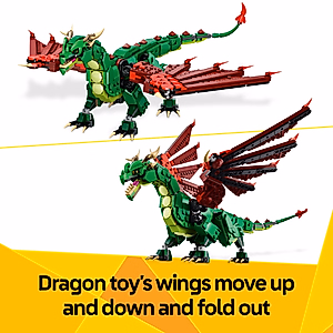 LEGO Creator 3 in 1 Medieval Dragon Toy - Building Toy with 3 Build Options, Dragon, Sea Serpent, or Phoenix - Fantasy Set for Kids, Boys and Girls, Ages 9+ - Gift Idea for Birthdays - 31161