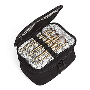 Vera Bradley Women's Microfiber Brush Up Cosmetic Makeup Organizer Case, Black, One Size
