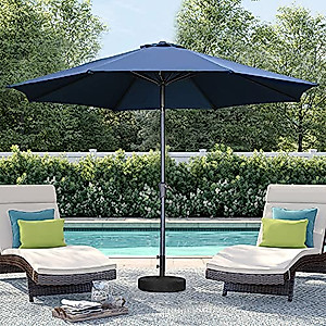 HYD-Parts 9FT Patio Umbrella Outdoor Table Umbrella,Market Umbrella with Push Button Tilt and Crank for Garden, Lawn, Deck, Backyard & Pool (Navy Blue)